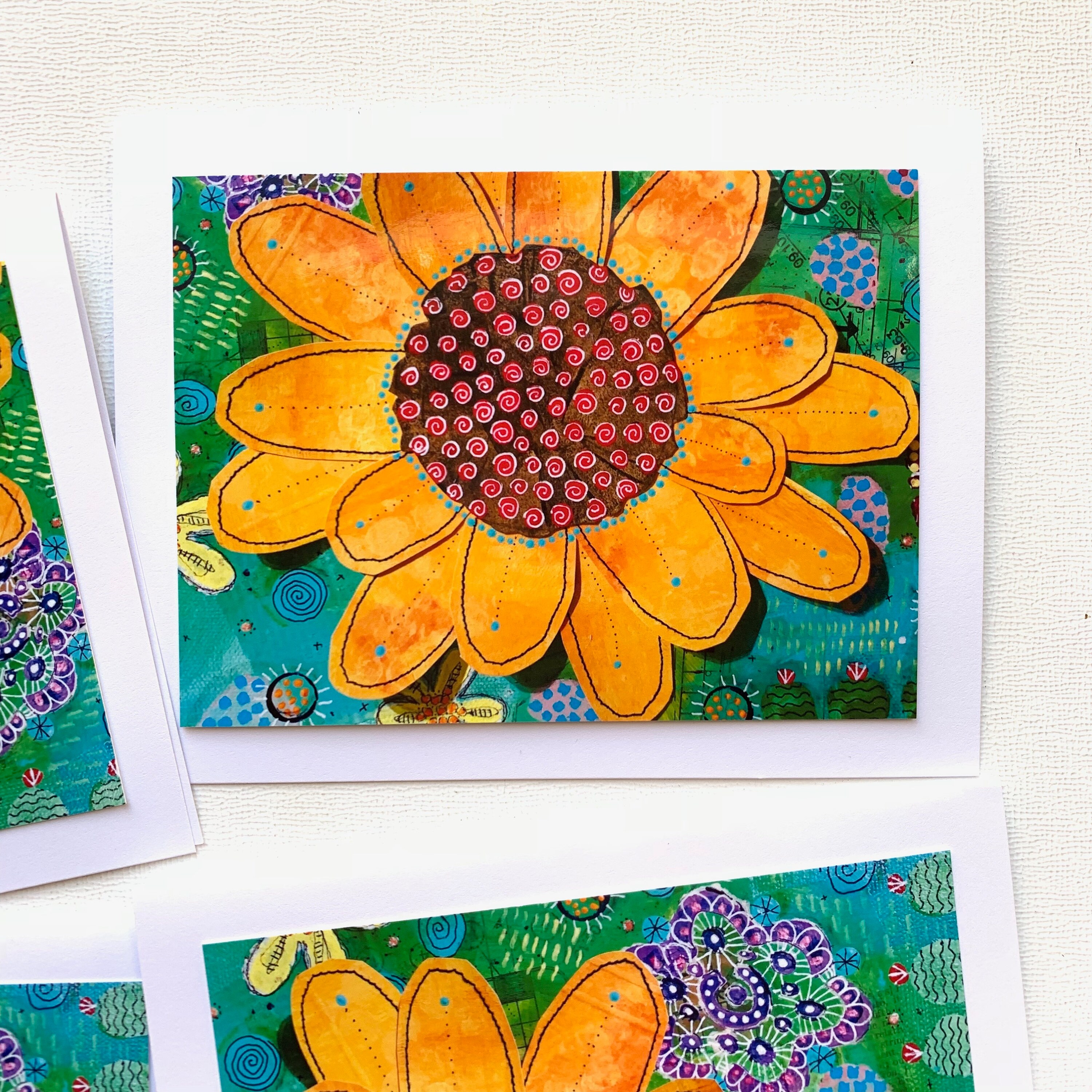 Sunflower Art Cards, Sunflower Card Set, Handmade Blank Greeting Cards ...