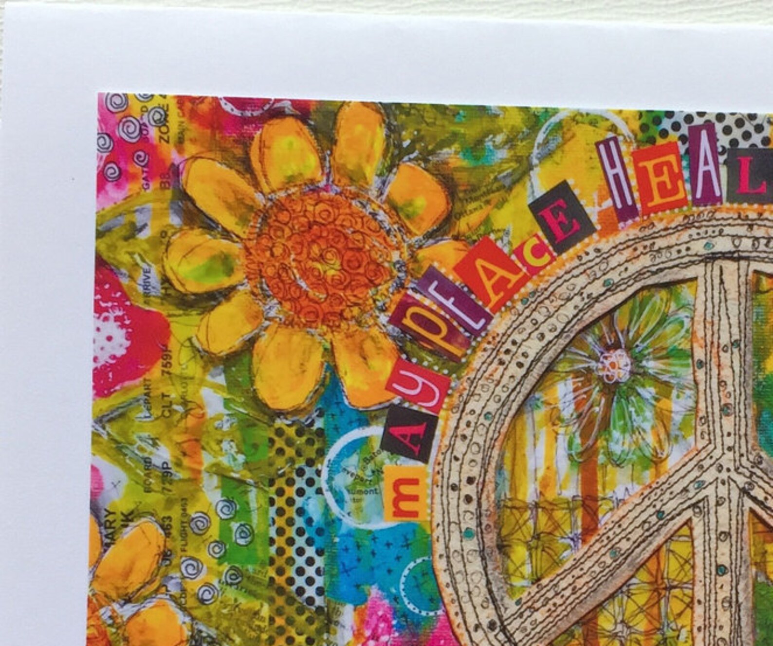 Handmade Note Card, Peace Sign Card Blank Inside, Notecard Gift for Her ...
