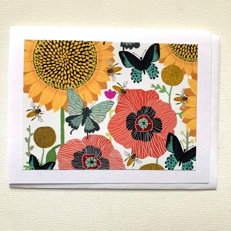 Flora and Fauna Handmade Note Card, Flora Card Blank Inside, Notecard ...