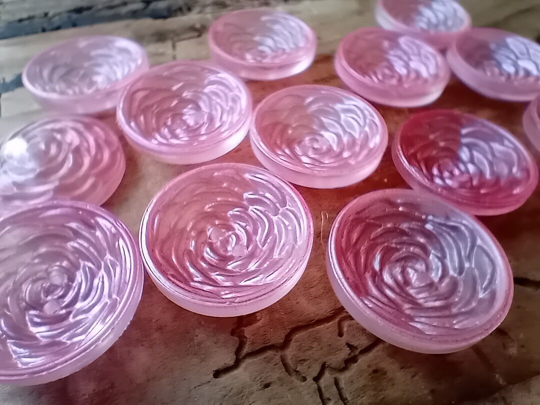 Lucite Soft Pink Vintage Buttons Unique Buttons Couture Supply Sewing Translucent Buttons Set of ...