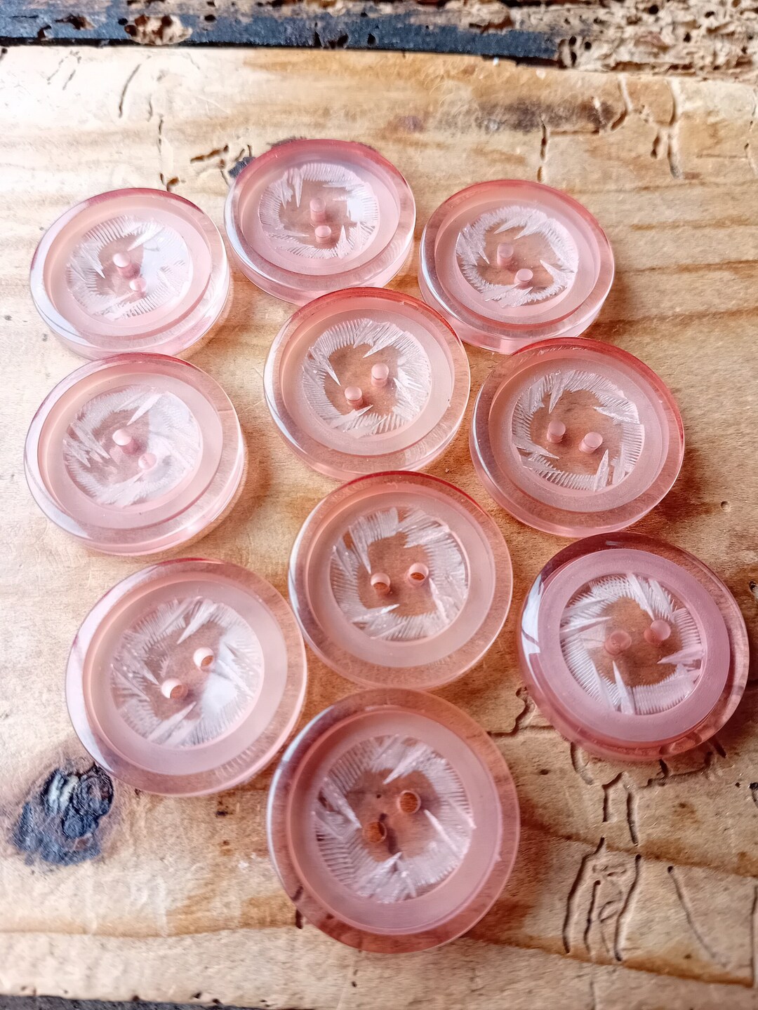 Vintage Buttons Couture Sewing Buttons Set of 5 Unique Pink Buttons ...