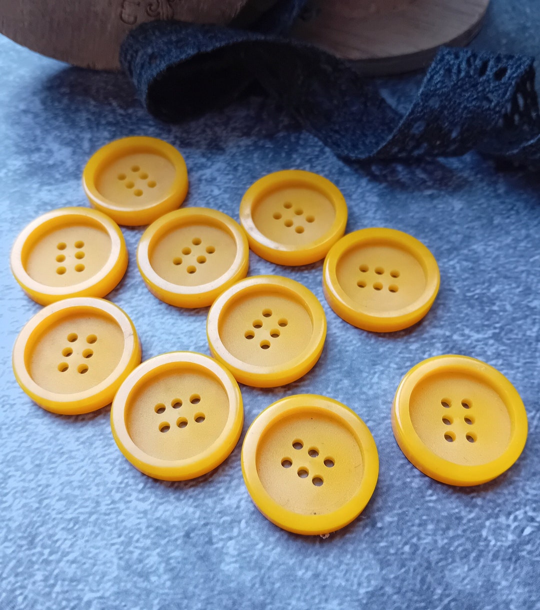 Vintage Yellow Couture Buttons: Sewing or Knitting, Set of 5 - Etsy