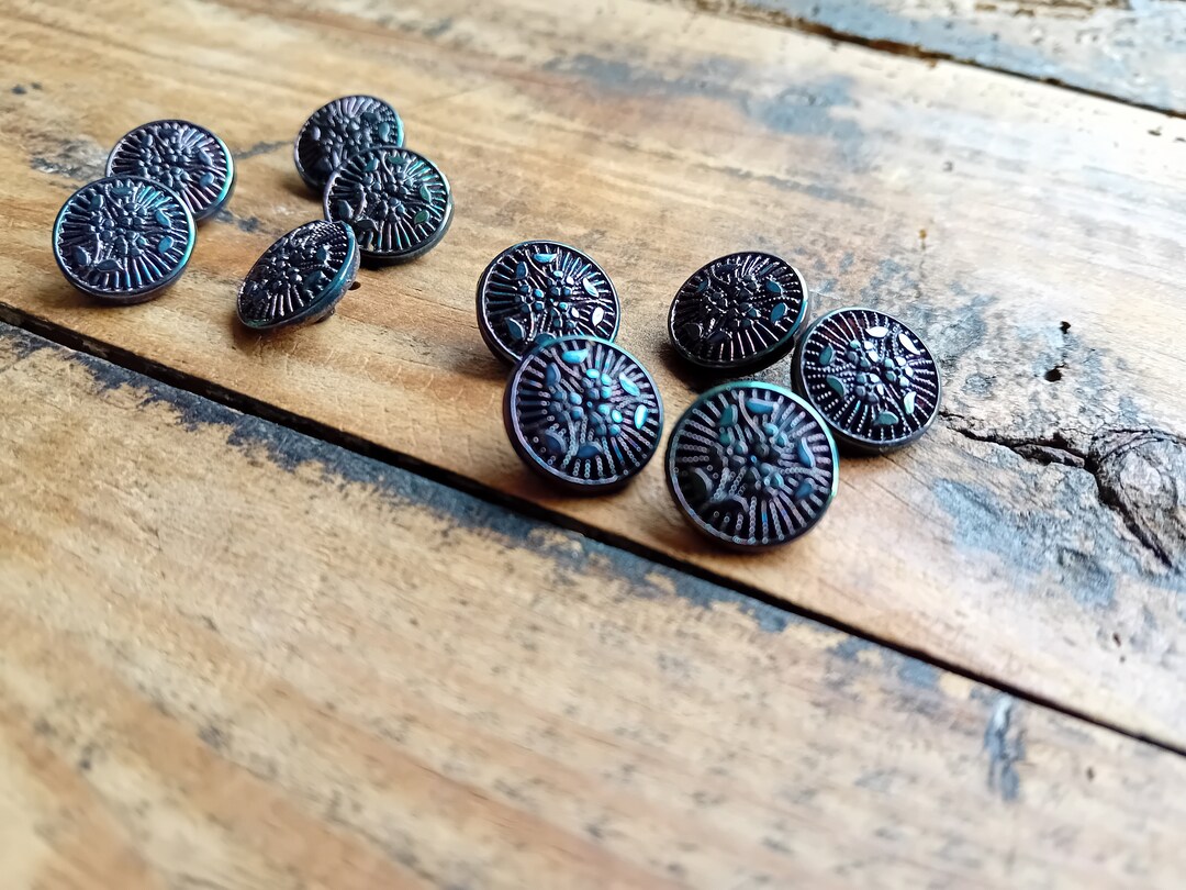Set of 5 Vintage Buttons Couture Sewing Buttons Dark Navy Buttons ...