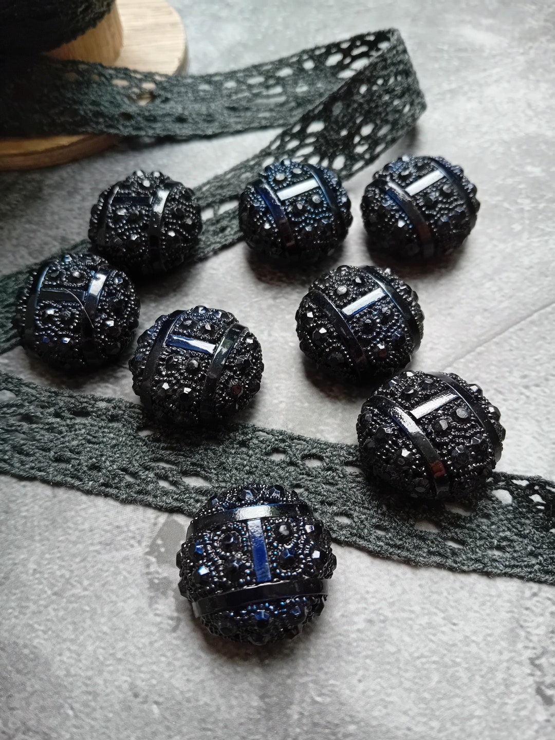 Vintage Black Couture Buttons: Queen Victoria Inspired, Set of 2 - Etsy