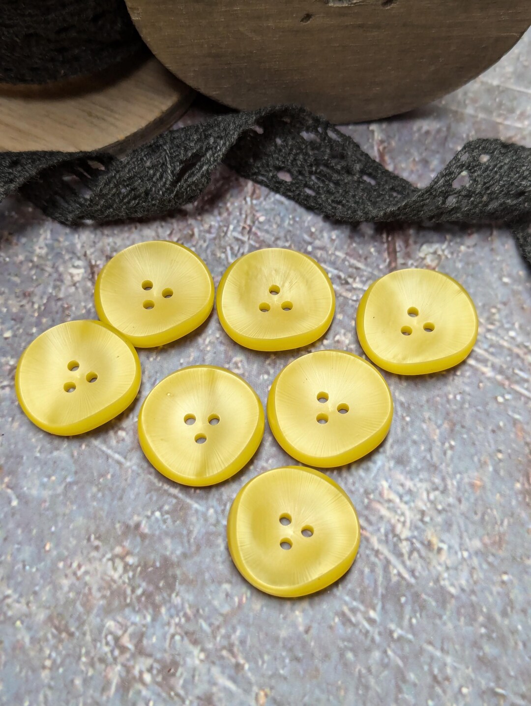 Vintage Sunshine Yellow 3-hole Buttons, Authentic Mid-century Sewing ...