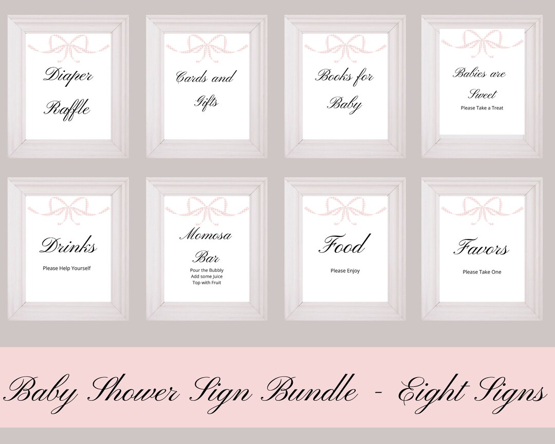 Preppy Baby Shower Signs Bundle | Pink Preppy Baby Shower Signs Bundle ...