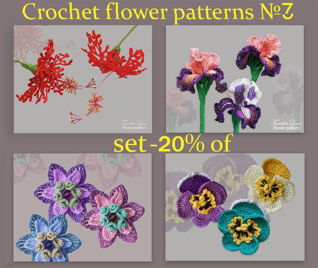 Set Flowers Crochet Pattern 4in1 E-books Patterns Collection - Etsy