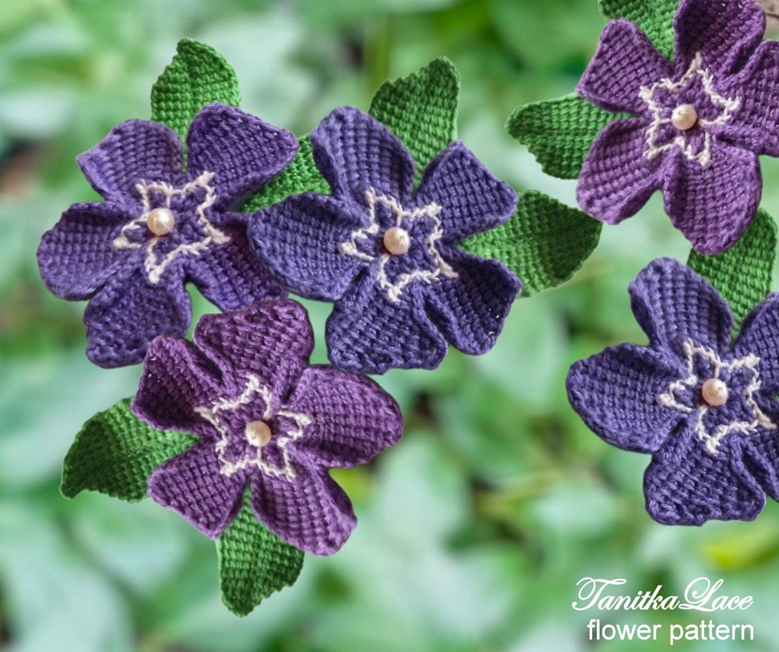 Vinca Flower Pattern Tunisian Crochet: Assimetric Decor Applique (PDF ...