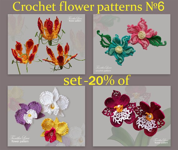 E-book Crochet Patterns Garden Flowers & Orchids Pack 4 in 1. - Etsy