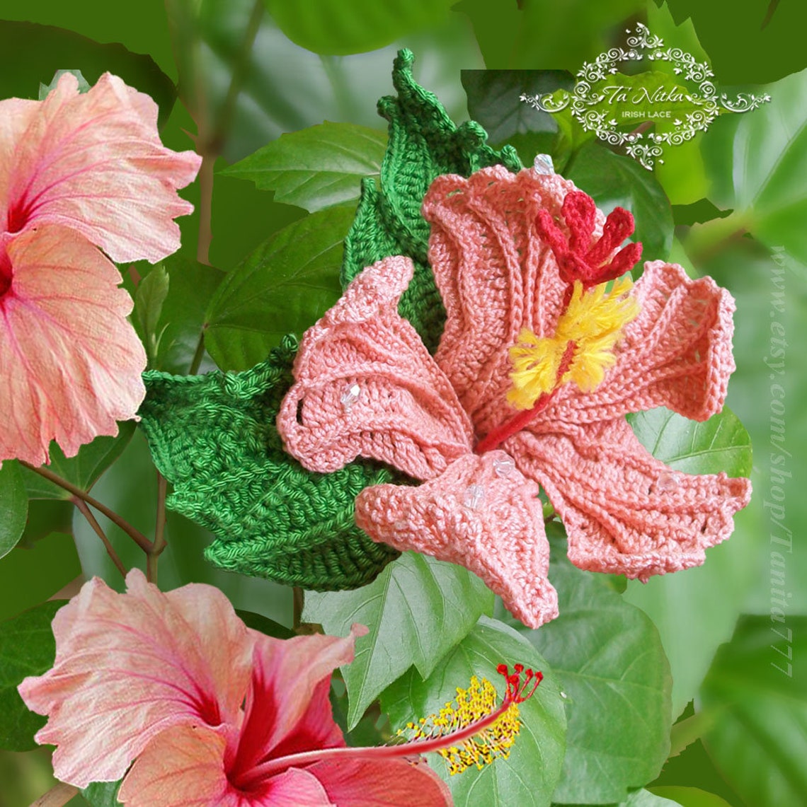 Pattern Hibiscus Realistic Crochet Flower. How to Make | Etsy