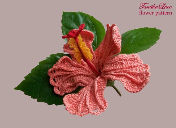 Pattern Hibiscus Realistic Crochet Flower. How to Make | Etsy