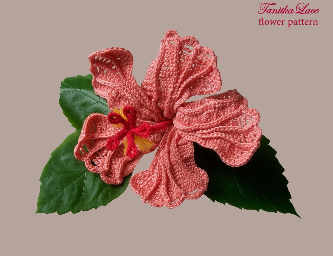 Pattern Hibiscus Realistic Crochet Flower. How to Make | Etsy