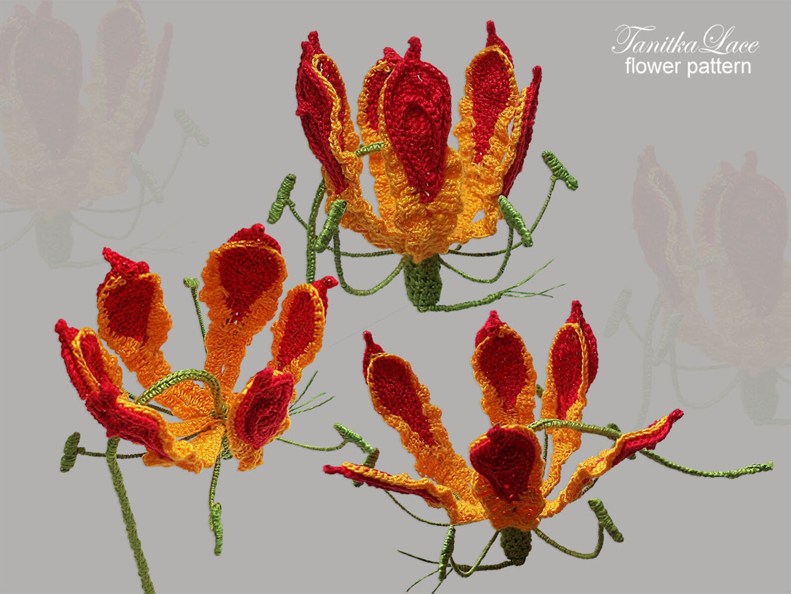 E-book Crochet Patterns Garden Flowers & Orchids. 4 Tutorials for ...