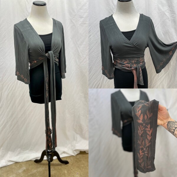 Grey Wrap Top - Etsy