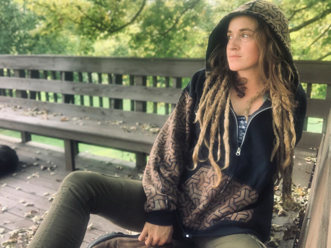 Half and Half Full Pattern Zip up Hoodie - Etsy