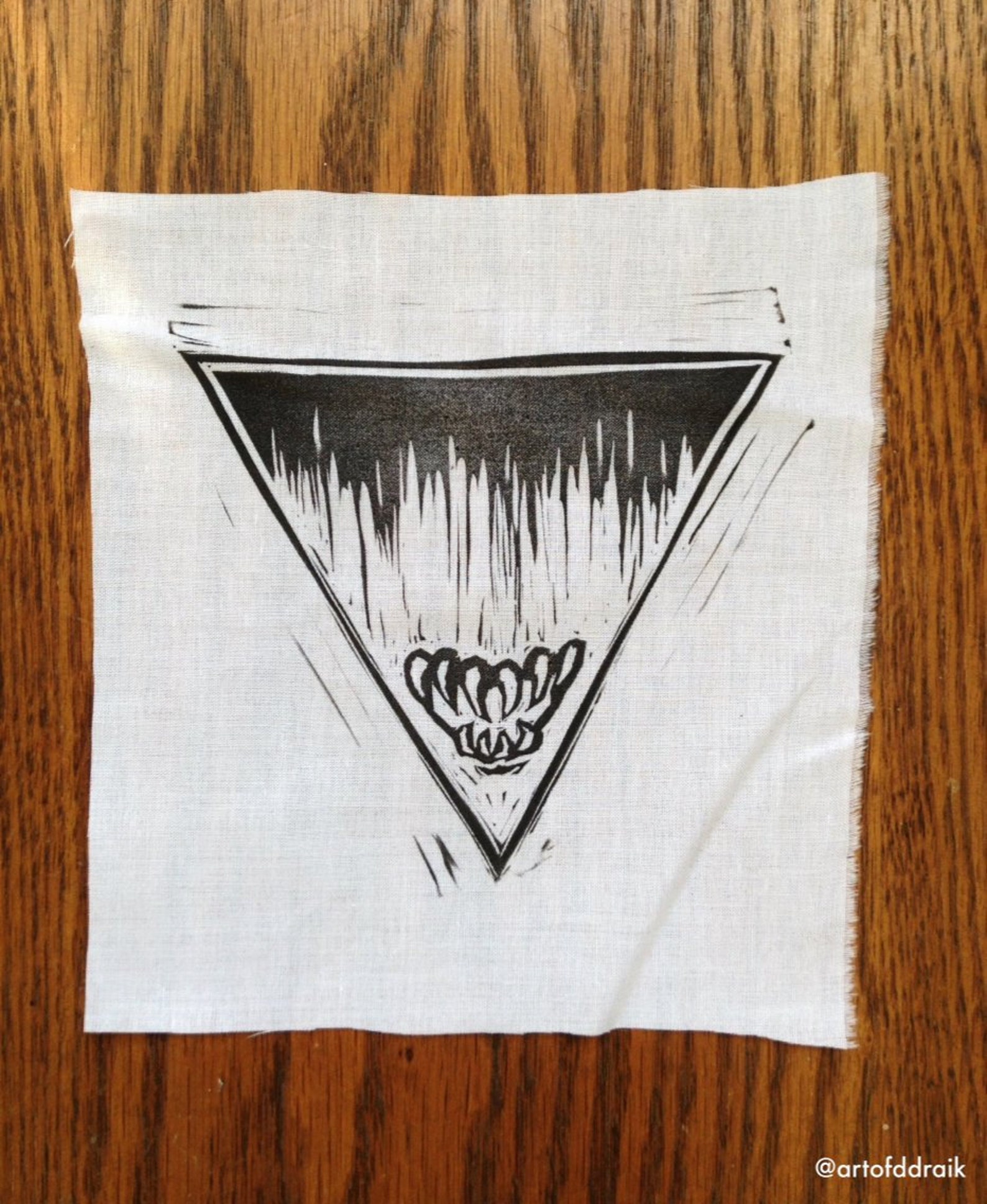 Linocut/woodcut Hand Printed Patch 4 Inches Equilateral - Etsy