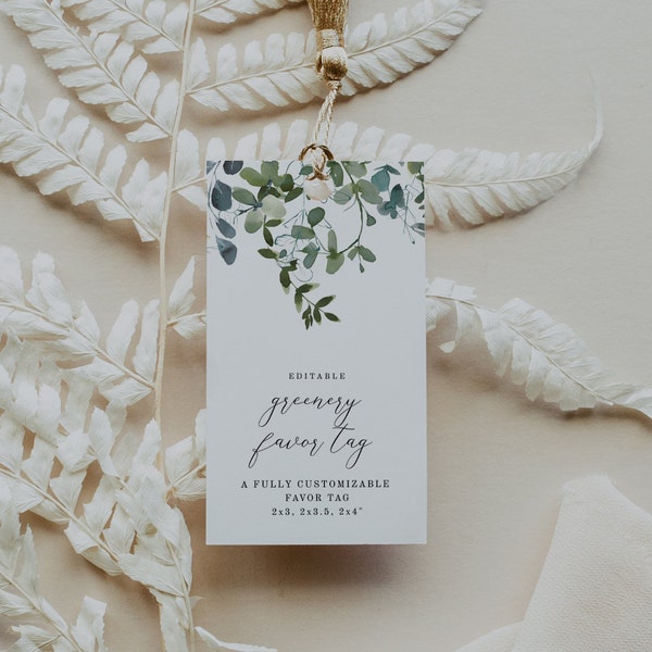 Greenery Favor Tag - Etsy