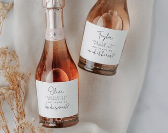 Bridesmaid Mini Champagne Wine Beer Labels Gothic Skeleton Proposal ...