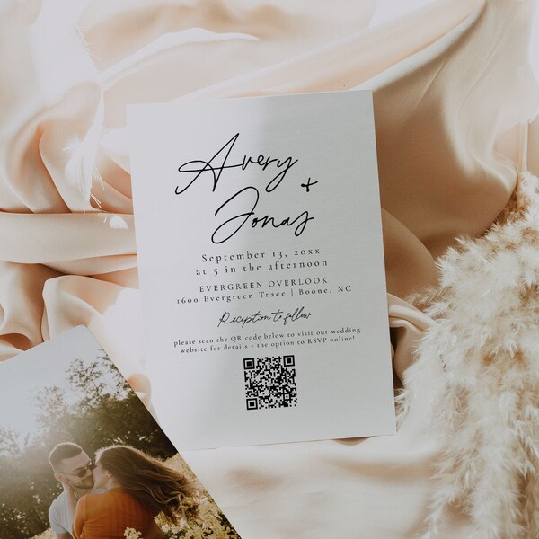 Printable Qr Code Wedding Invitations - Etsy