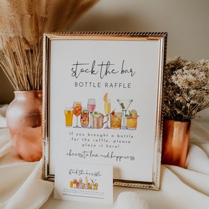 Stock the Bar Bottle Raffle Game, Canva Couples Shower Game Signage ...