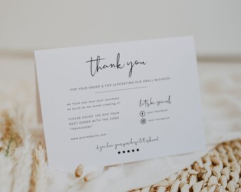 Editable Small Business thank You Canva Card Template - Etsy