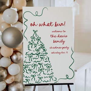 Oh What Fun Christmas Party Welcome Sign, Editable Printable Holiday ...