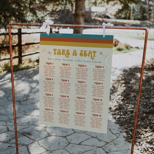 Retro Seating Chart Template, Editable Modern Retro Wedding Seating ...