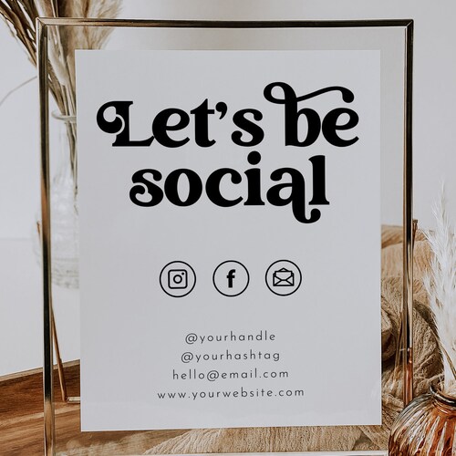 Social Media Sign Template Small Business Sign Connect With - Etsy