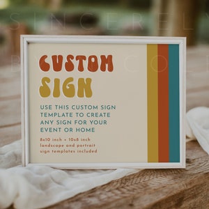 Editable Custom Sign, Printable Signs, Retro Sign Editable Printable ...