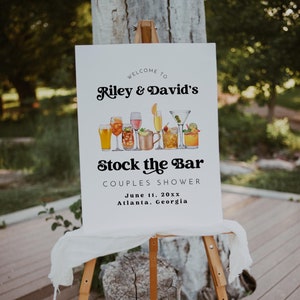 Stock the Bar Welcome Sign, Canva Couples Shower Signage, Stock the Bar ...