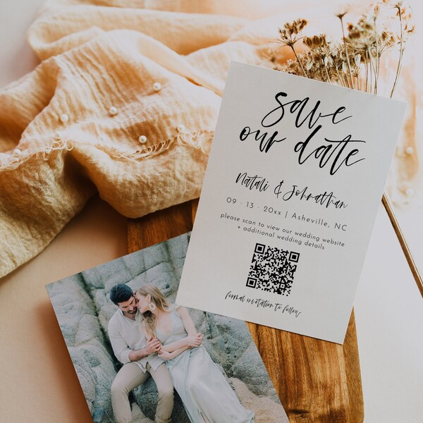 Save the Date With Qr Code Cards - Etsy
