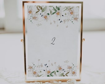 Wildflower Table Number Template, Floral Table Numbers, Wildflower ...