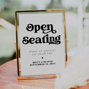 Open Seating Sign Template, Sit Anywhere Welcome Sign, No Assigned ...