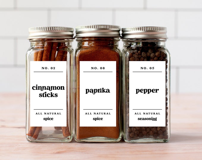 White Modern Minimalist Spice Labels, Printable Spice Labels, Instant ...