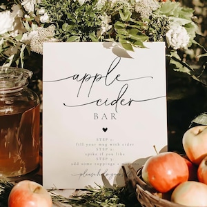 PRINTED & SHIPPED Apple Cider Bar Sign, Autumn Party Sign, Cider Bar ...
