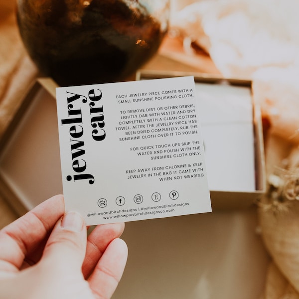 Jewelry Care Card - Etsy