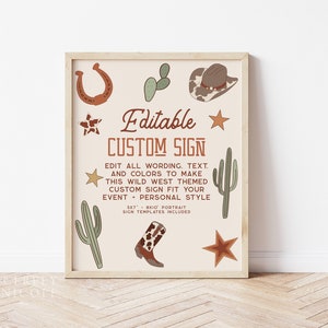 Western Custom Sign, Editable Custom Sign, Printable Signs, Sign ...