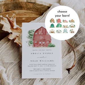 wedding invitations barn theme
