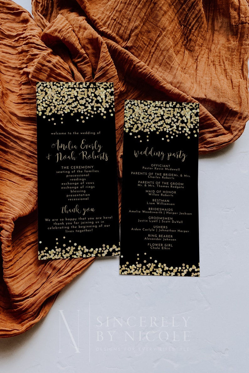 New Years Wedding Program, New Year Ceremony Program Template, Editable ...