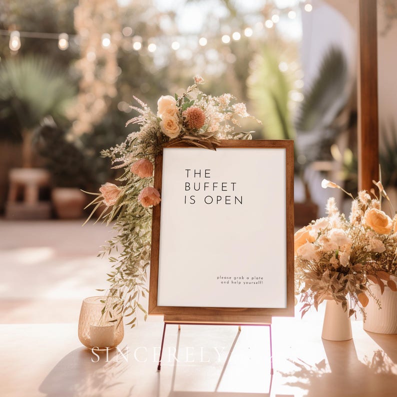 Modern Buffet Table Sign, Wedding Open Buffet Sign, Buffet is Open ...