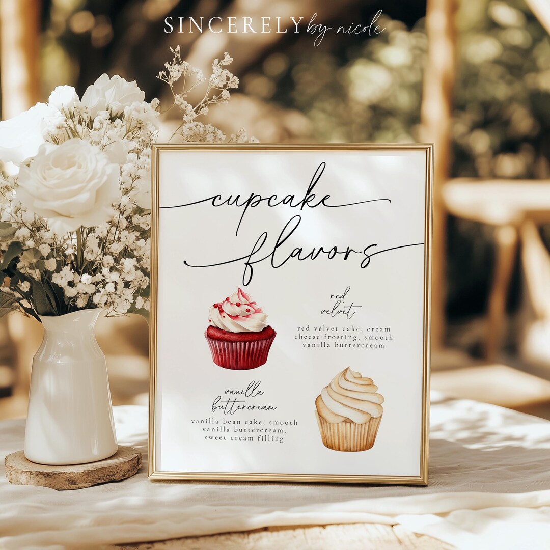 Cupcake Menu Sign, Wedding Cupcake Bar Sign Template, Editable Wedding ...
