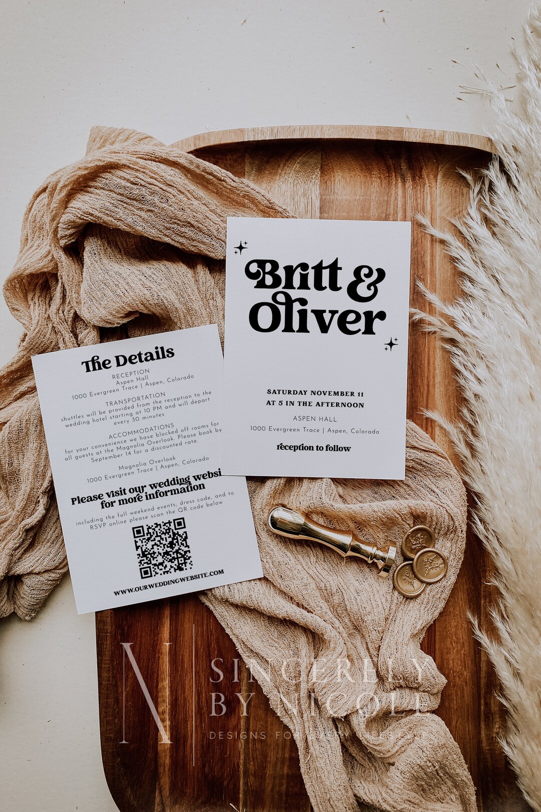 Wedding Invitation With QR Code, Disco Wedding Invitation Template ...