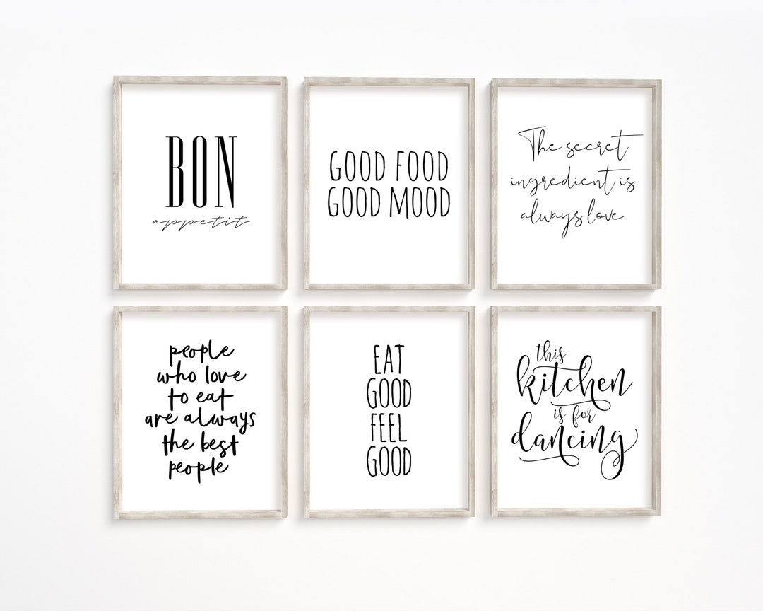 Printable Kitchen Bundle, Kitchen Quote Set, Set of 6 Kitchen Prints ...
