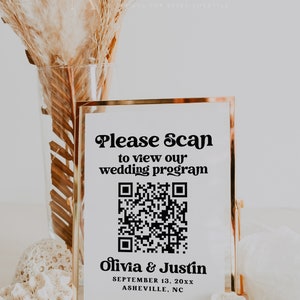 QR Code Wedding Program, Scan to View Our Ceremony Program, QR Code ...