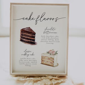 Cake Flavors Sign Template, Canva Editable Cake Menu Sign, Wedding Cake ...