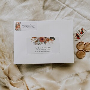 Boho Address Label Template, Floral Return Address Labels, Fall Wedding ...