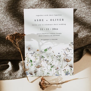 Boho Wedding Invitation Suite, Wildflower Wedding Invitation Kit ...