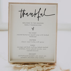 Thanksgiving Dinner Menu Sign Template, Editable Printable 8x10 Menu ...