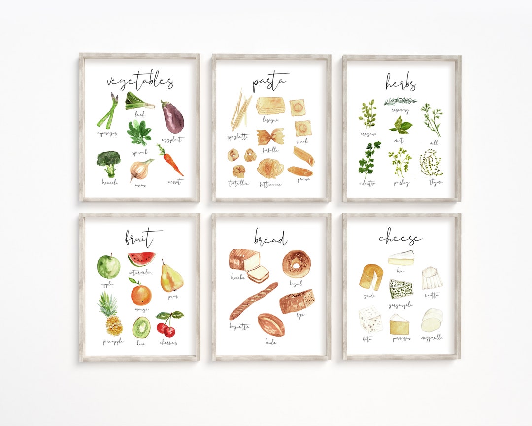 Printable Kitchen Wall Art Set, Set of 6 Kitchen Printables, Kitchen ...