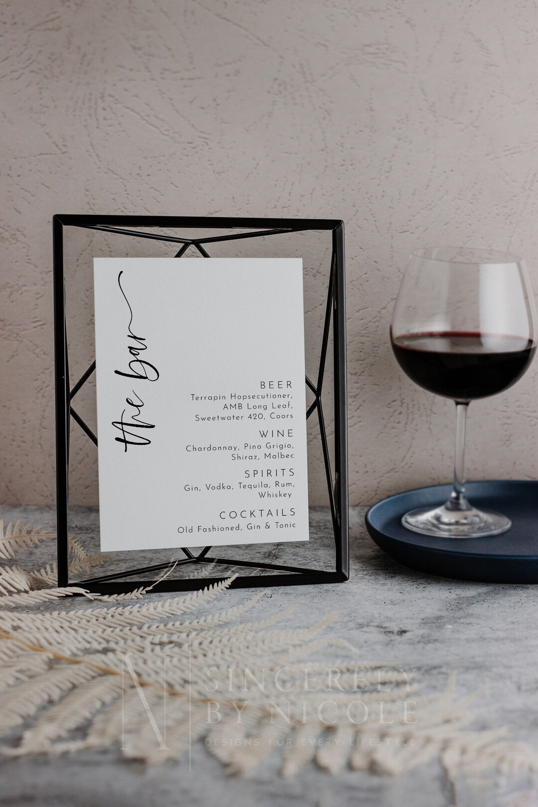 Modern Minimalist Bar Menu Template, Editable Printable Simple Bar Sign ...